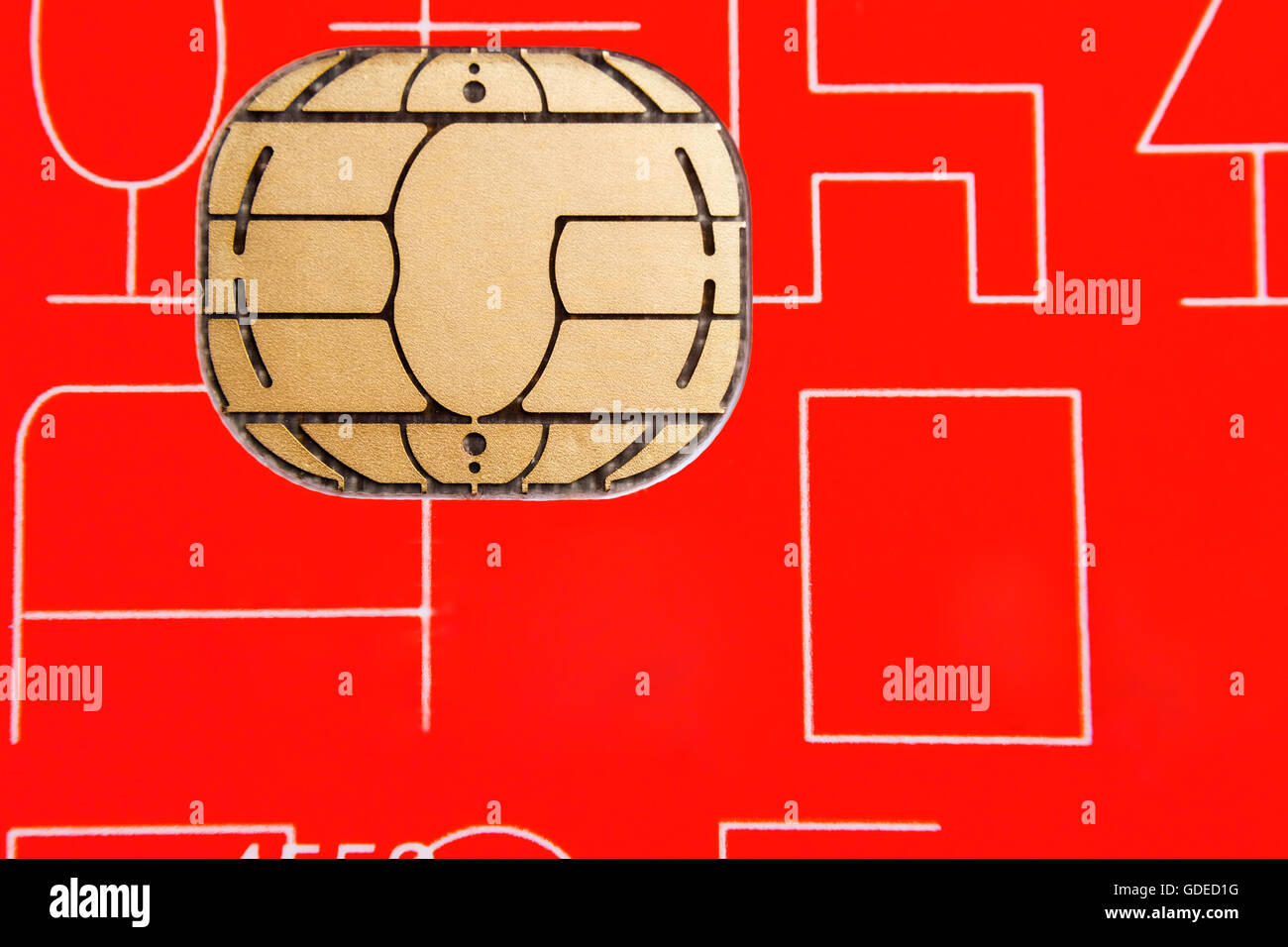 Detail chip red credit card linked to the home. Horizontal image Stock ...