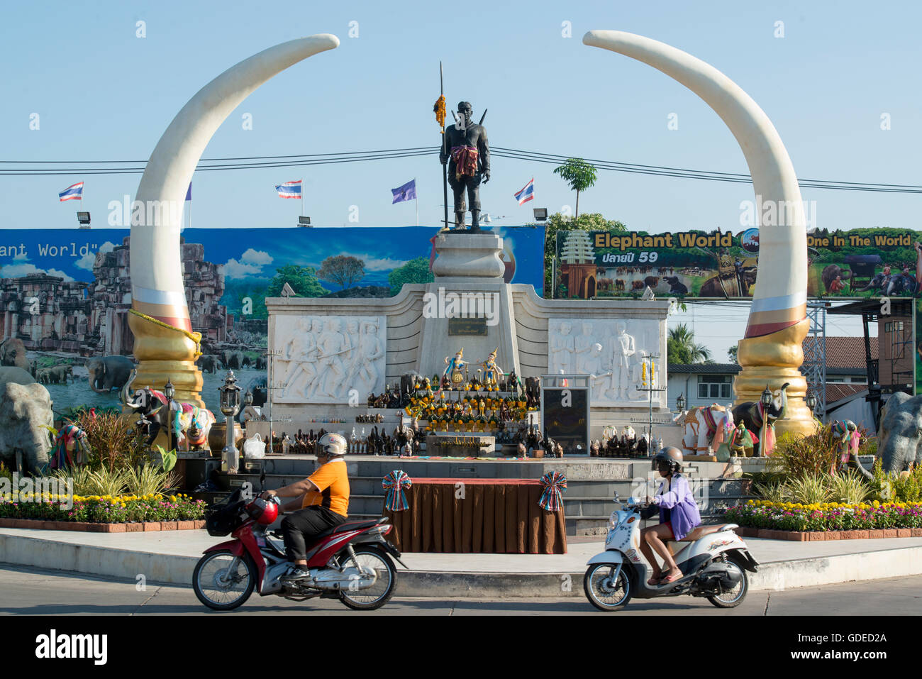 the monument of Phaya Surin Phakdi Si Narong Changwang in the city of Surin in Isan in Thailand ...