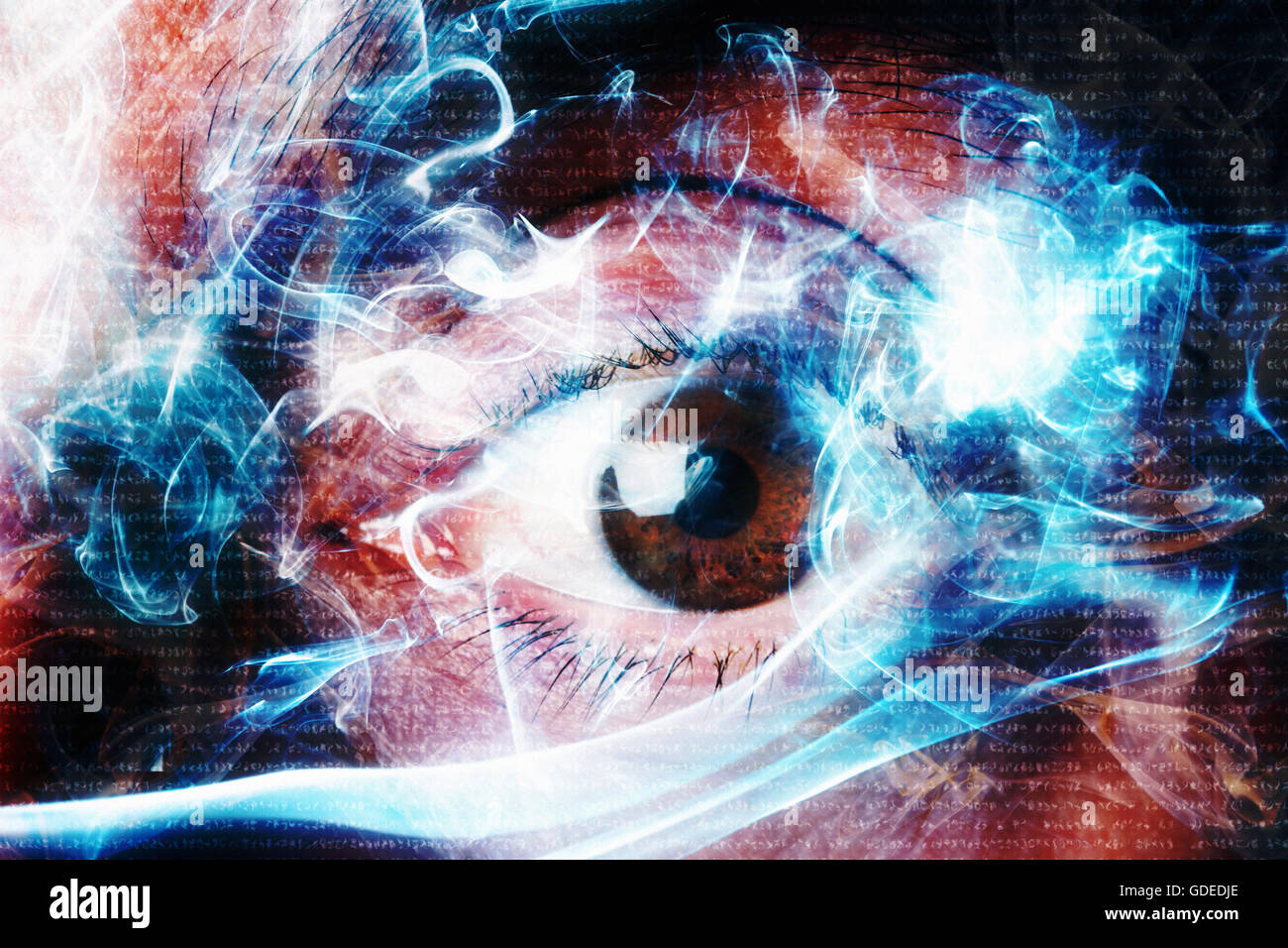 man eye with artistic light and smoke effect Stock Photo - Alamy