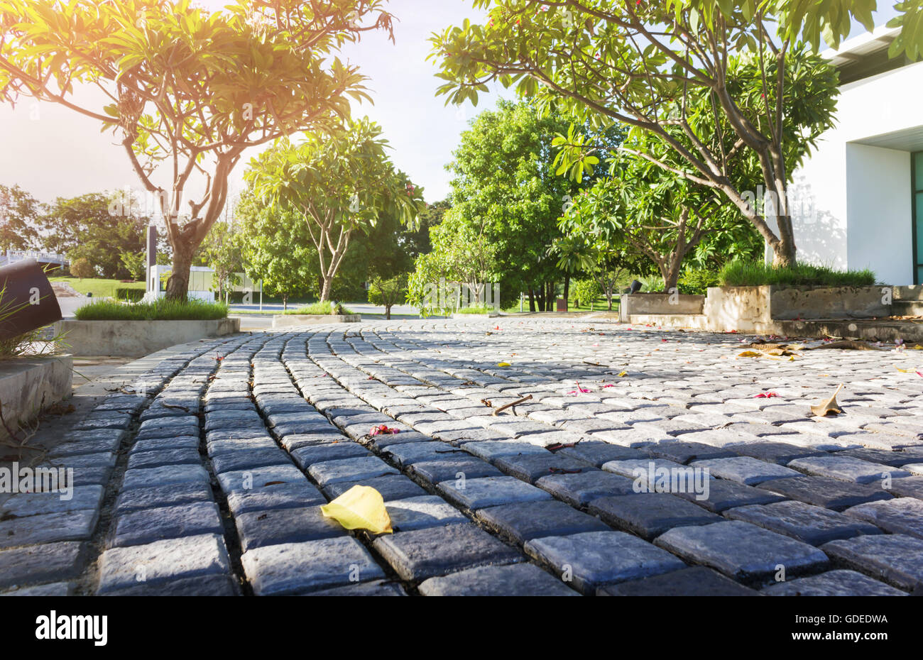 Footpath or sidewalk and pedestal surface, rock tile pavement ground ...