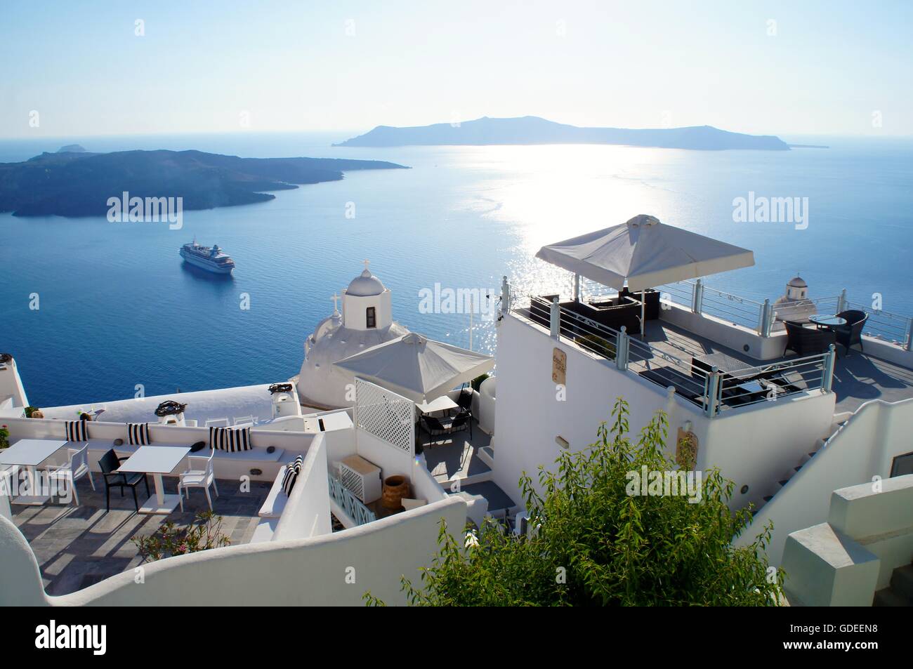Santorini Rooftop View Stock Photo - Alamy