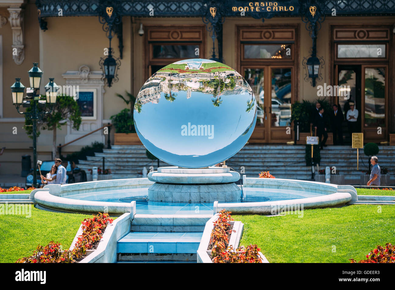 Monte Carlo, Monaco - June 28, 2015: Fountain near Grand casino in ...