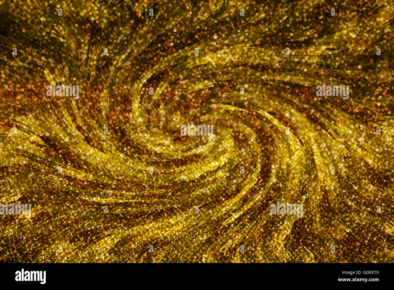 Abstract background golden circular spin to center with mini gliter red ...