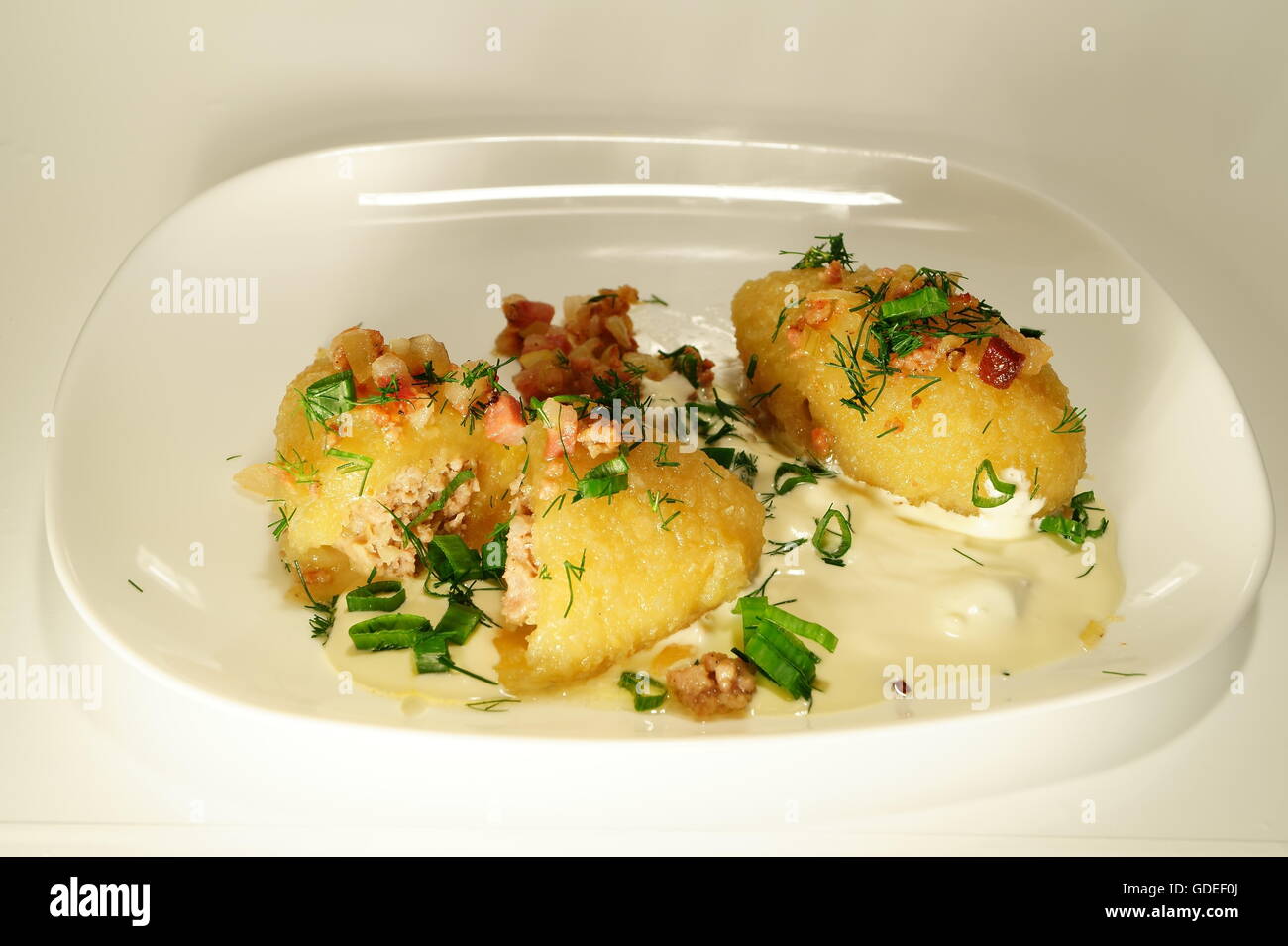 Traditional Lithuanian dish meal cuisine - stuffed meat potato dumpling ...