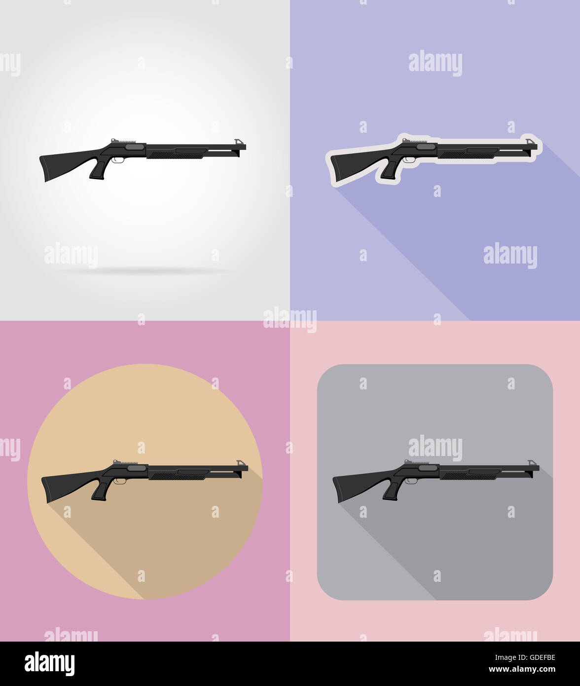 modern weapon firearms flat icons illustration isolated on background ...