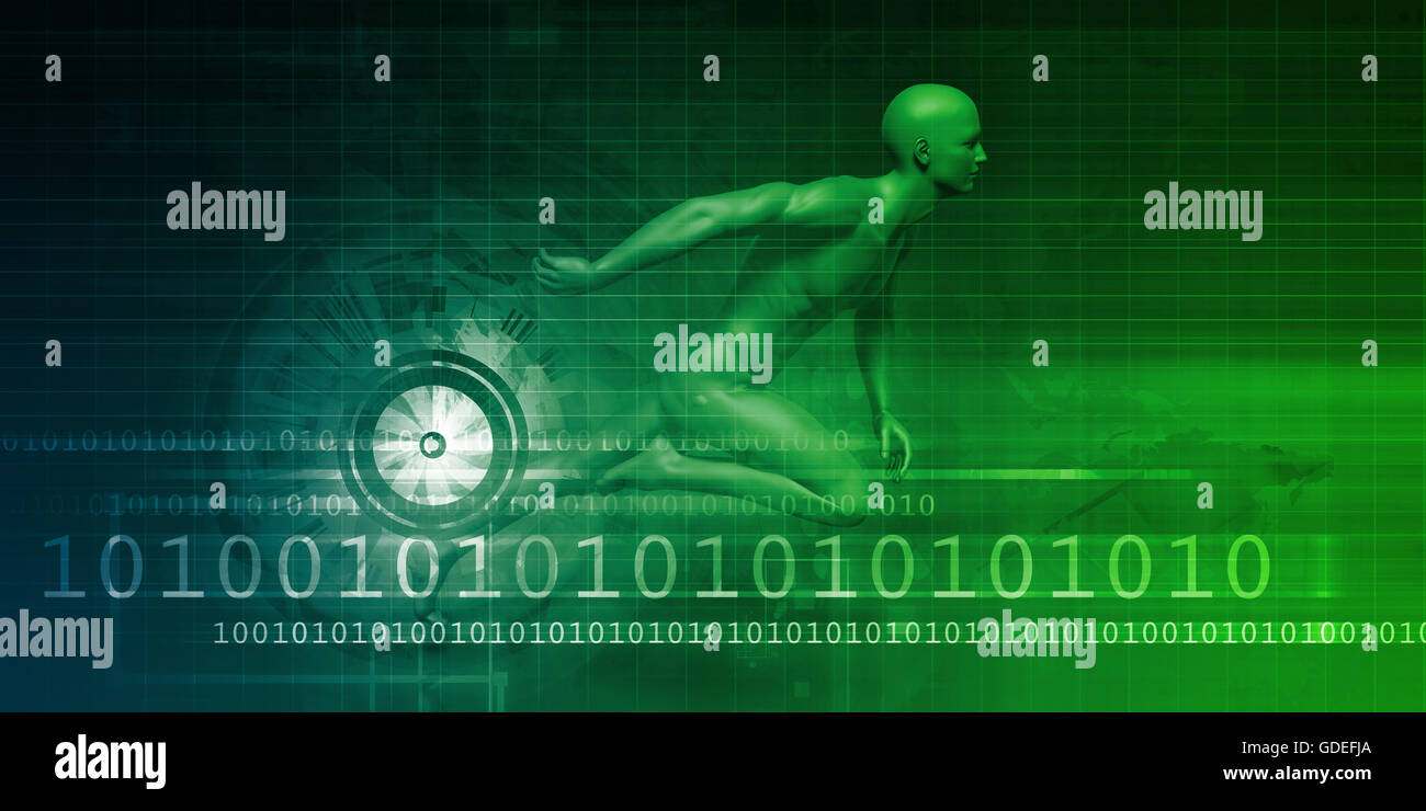 Technology Evolution with Man Evolving with System Stock Photo - Alamy