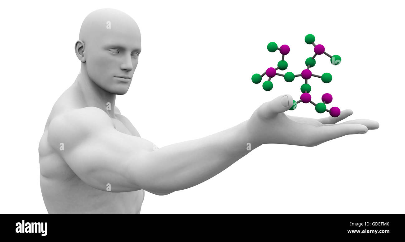 Chemistry Science with Man Looking at Molecular Formula Stock Photo - Alamy