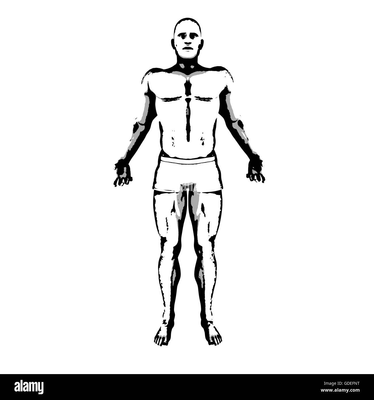 Comic Book Hero Pose in Sketch Ink Illustration Stock Photo - Alamy