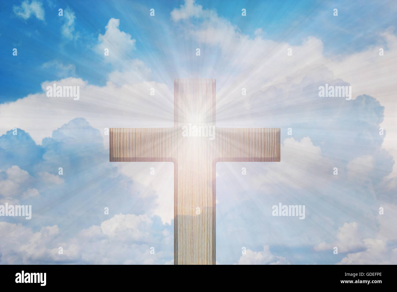 Light of God, Light and cross,Light from sky or heaven shine trough ...