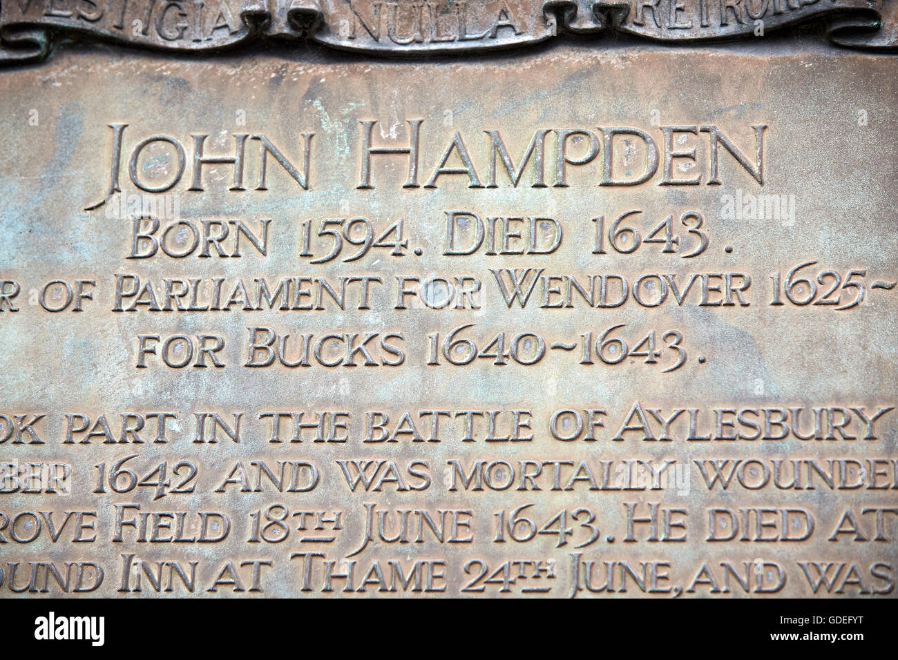 John hampden statue hi-res stock photography and images - Alamy