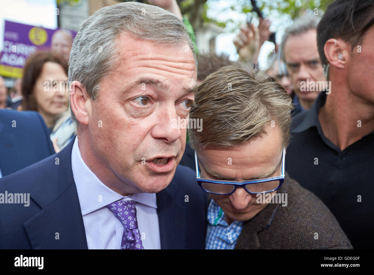 Nigel Farage, UKIP party leader, pictured during a campaign visit to ...