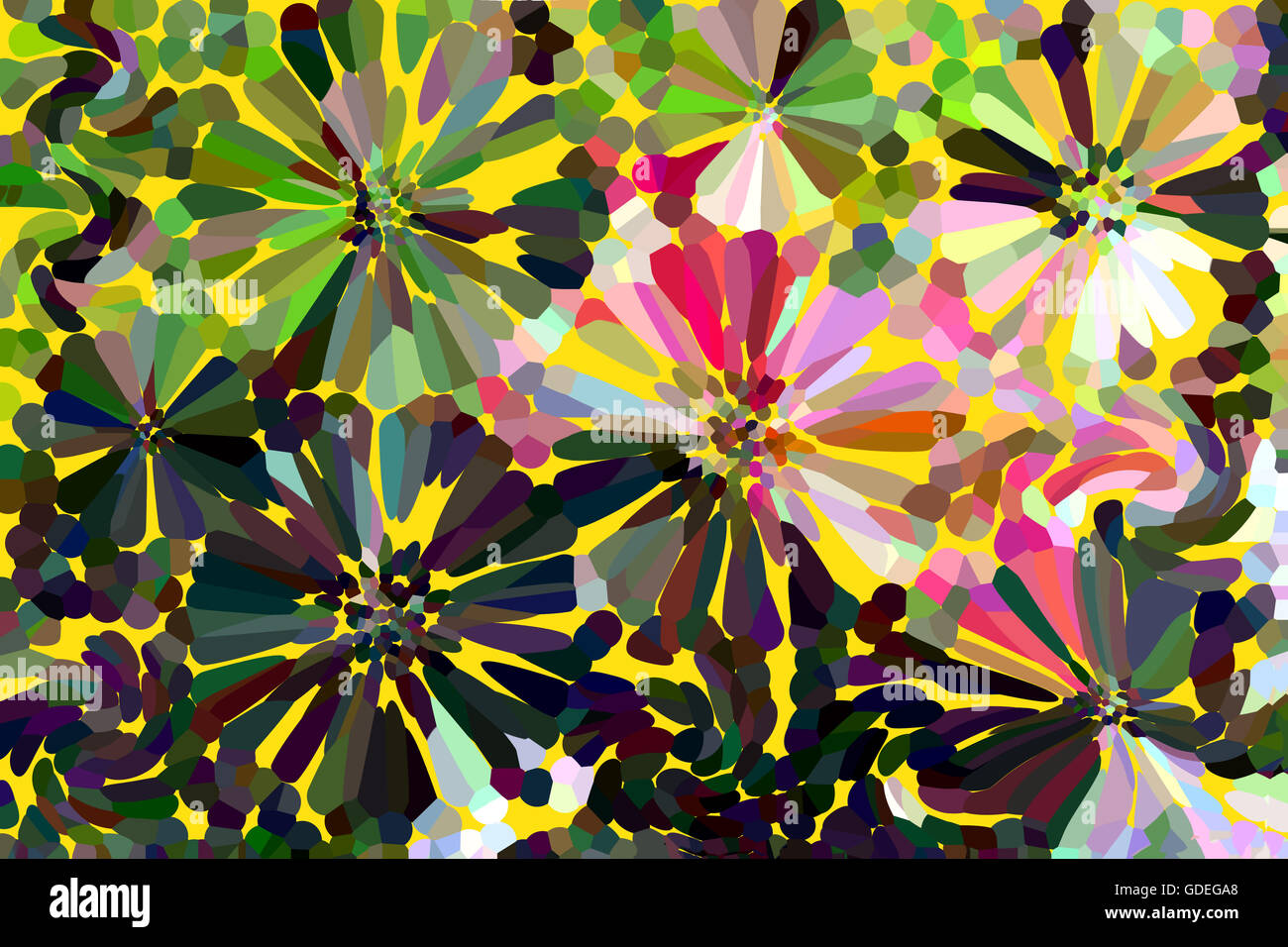 Abstract oil colour style flowers shape in various pastel colour for ...
