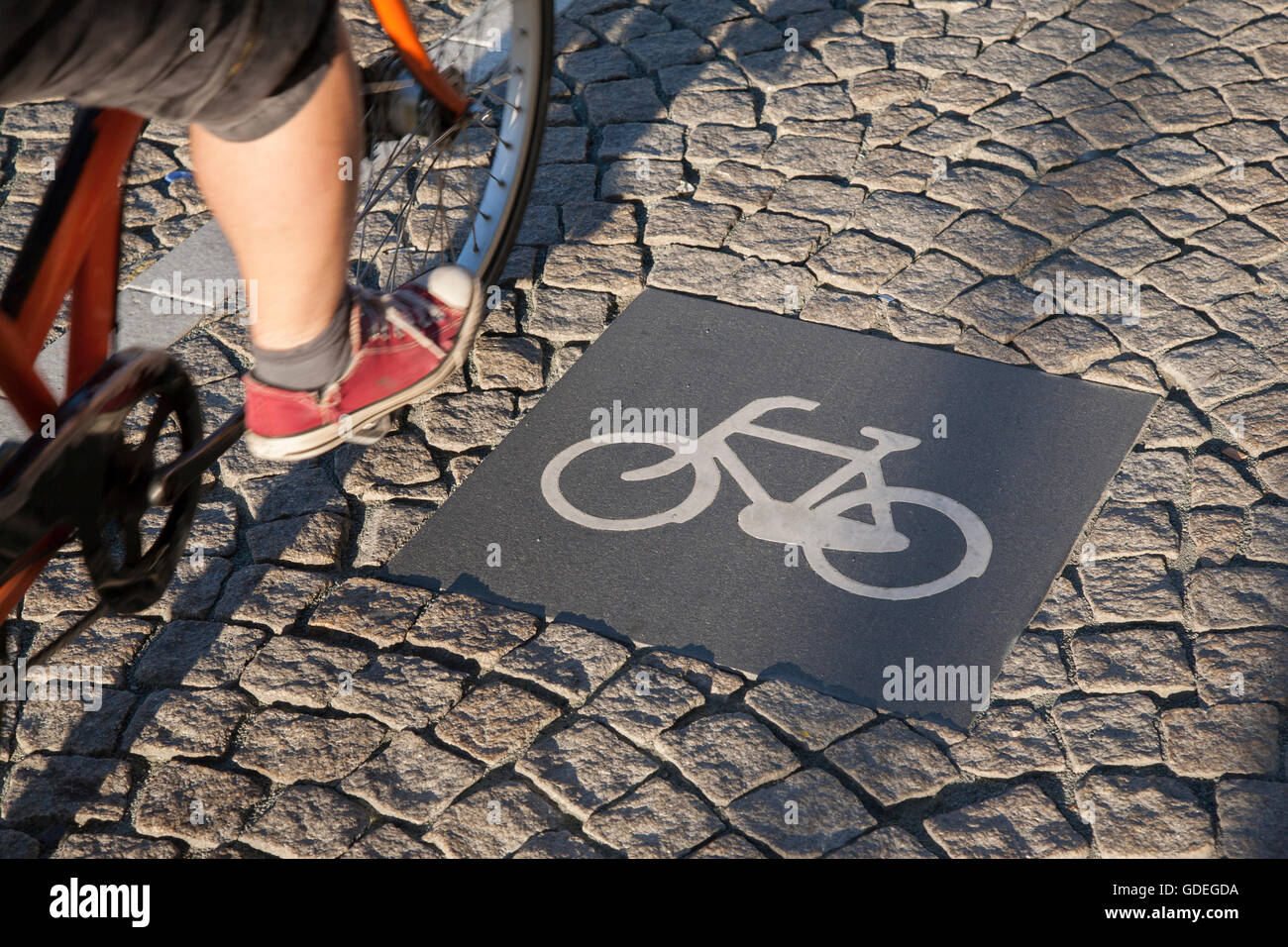 Bikes Lane Symbol and Cyclist, Amsterdam; Holland Stock Photo - Alamy