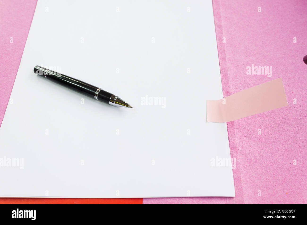 Blank document paper and memo note with pen on document file Stock ...