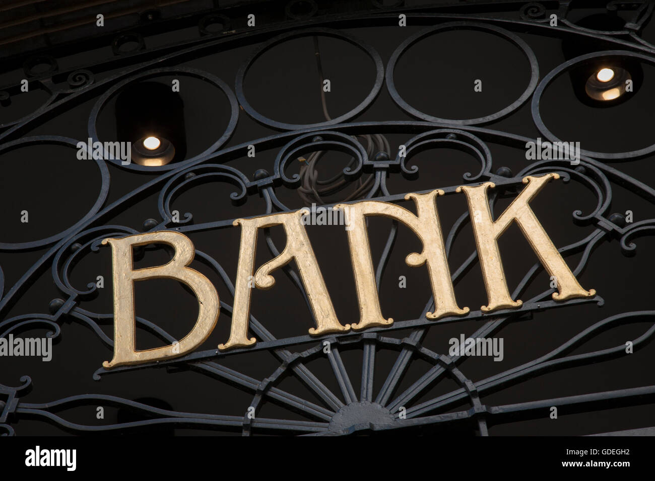 Bank Sign on Entrance Facade Stock Photo - Alamy