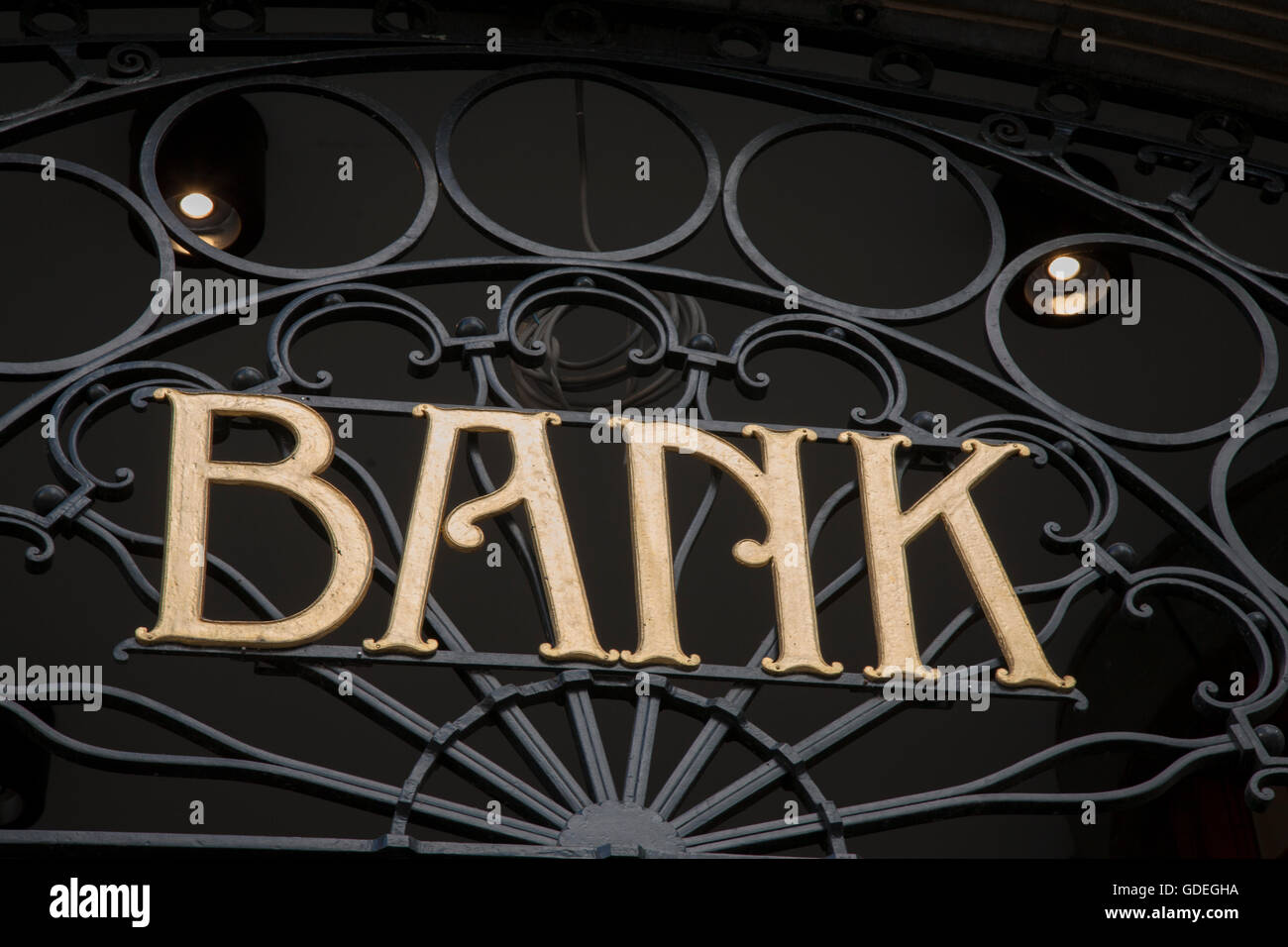 Bank Sign on Entrance Facade Stock Photo - Alamy