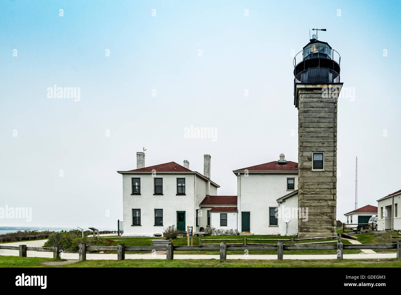 View of the Beavertail Light lighthouse near Jamestown on Conanicut ...