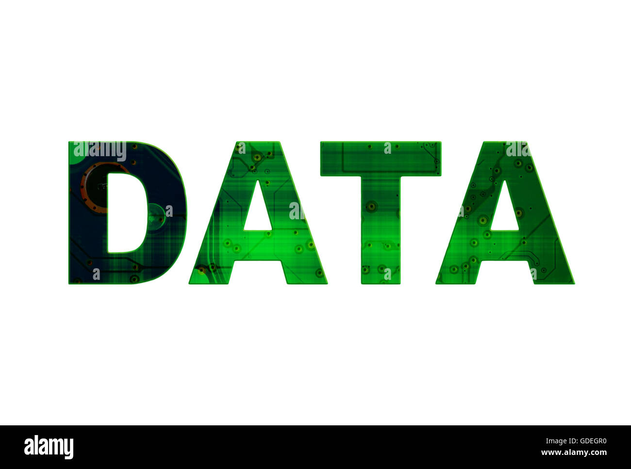 Isolated green text data on white background Stock Photo - Alamy