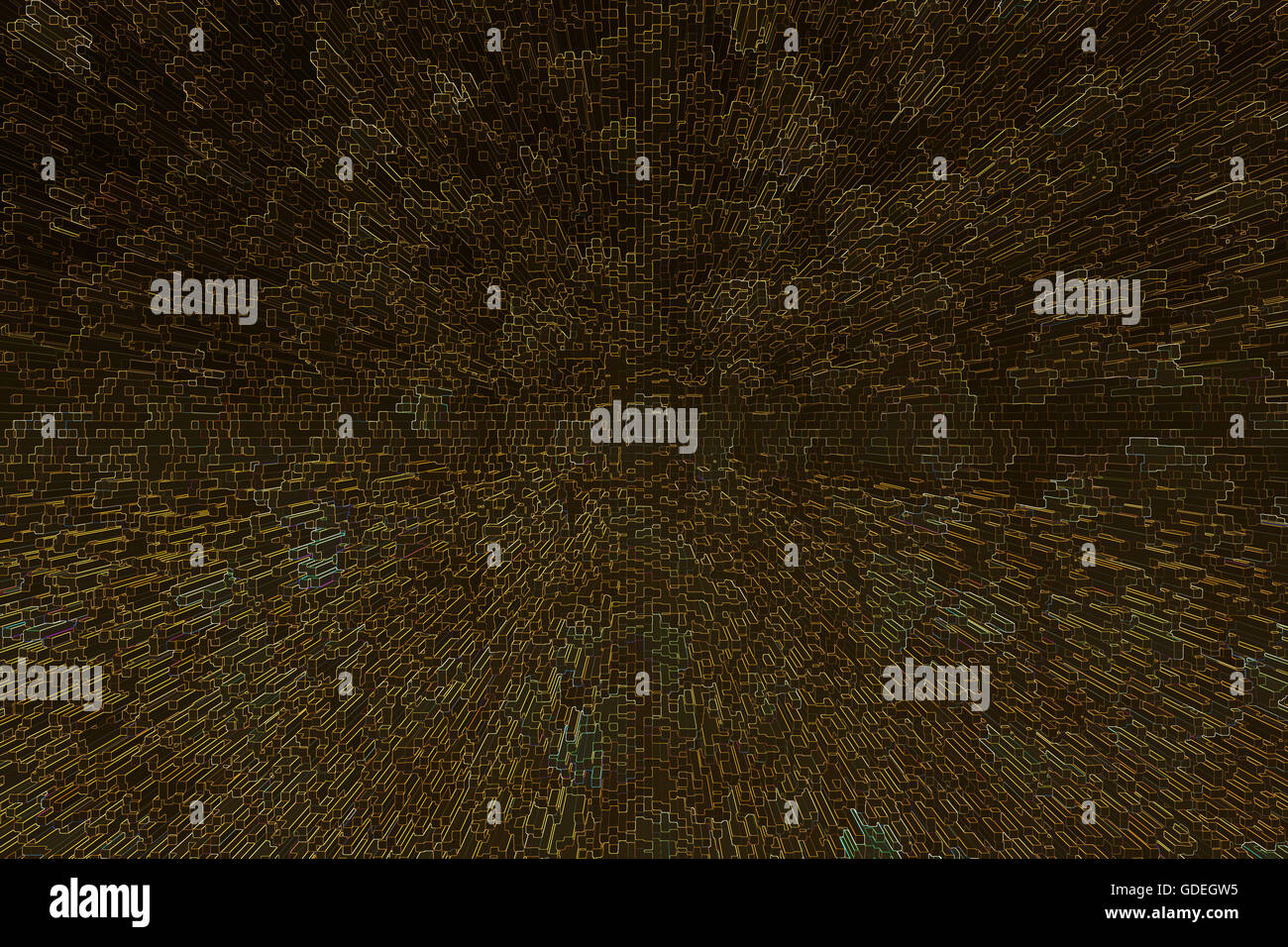 Colourful and gold line square and curve pattern on black abstract ...