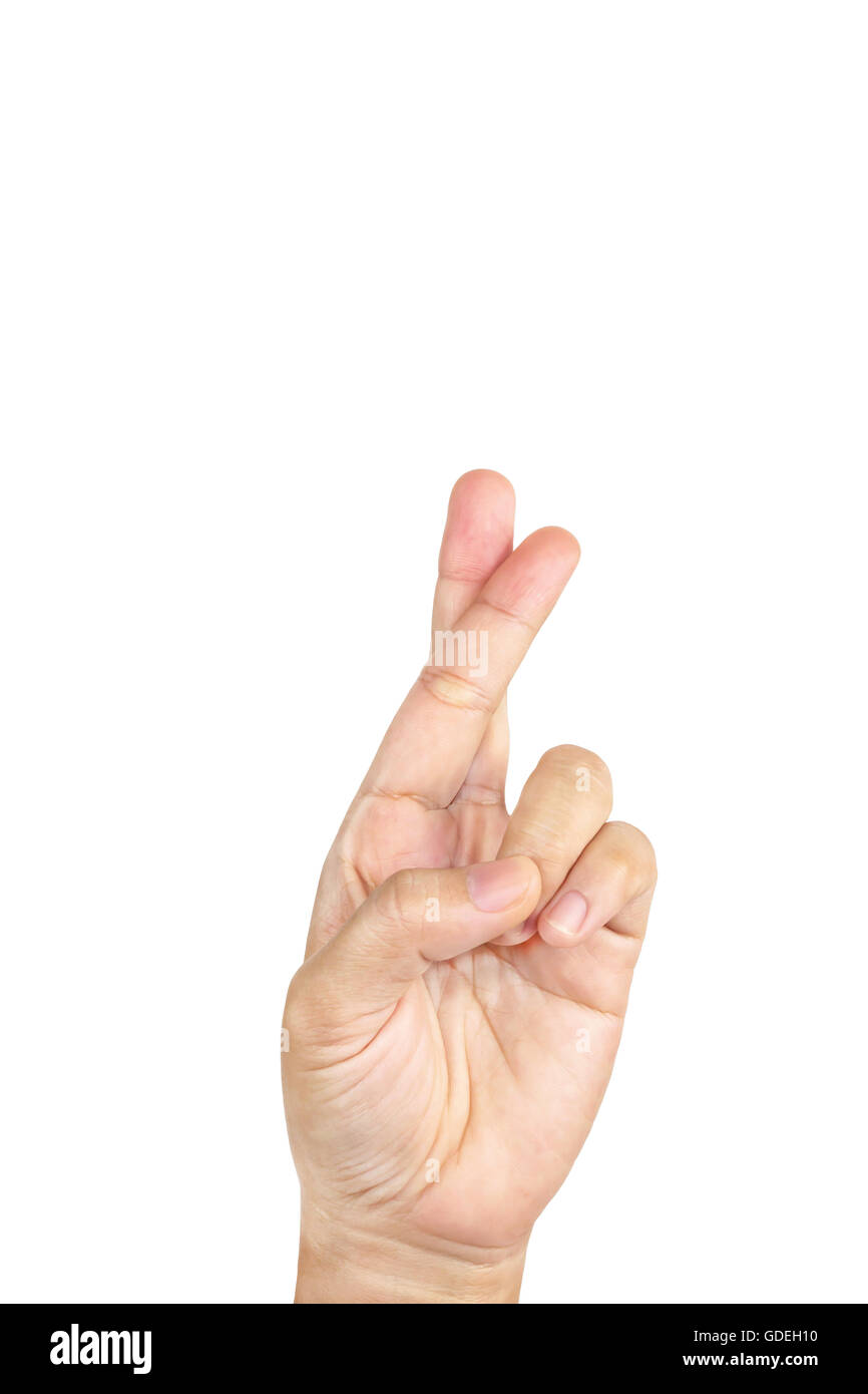 Isolated Hand made finger symbol April fool day on white background ...