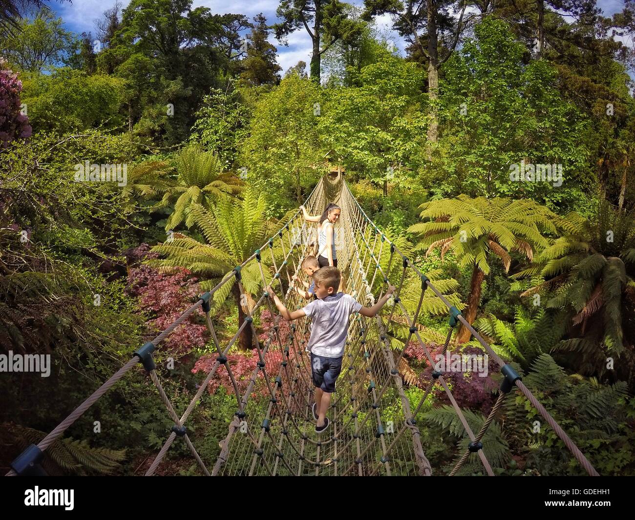 Child crossing rope bridge hi-res stock photography and images - Alamy