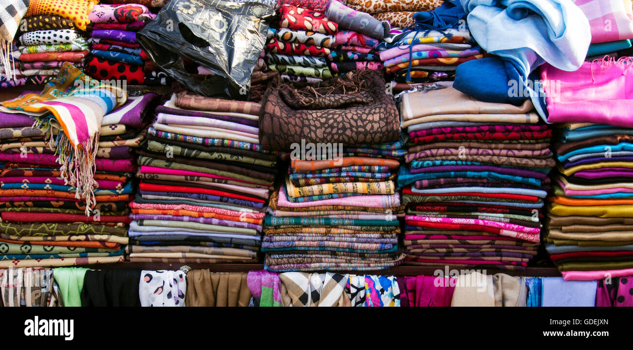 Close-up of multi coloured shawls Stock Photo - Alamy