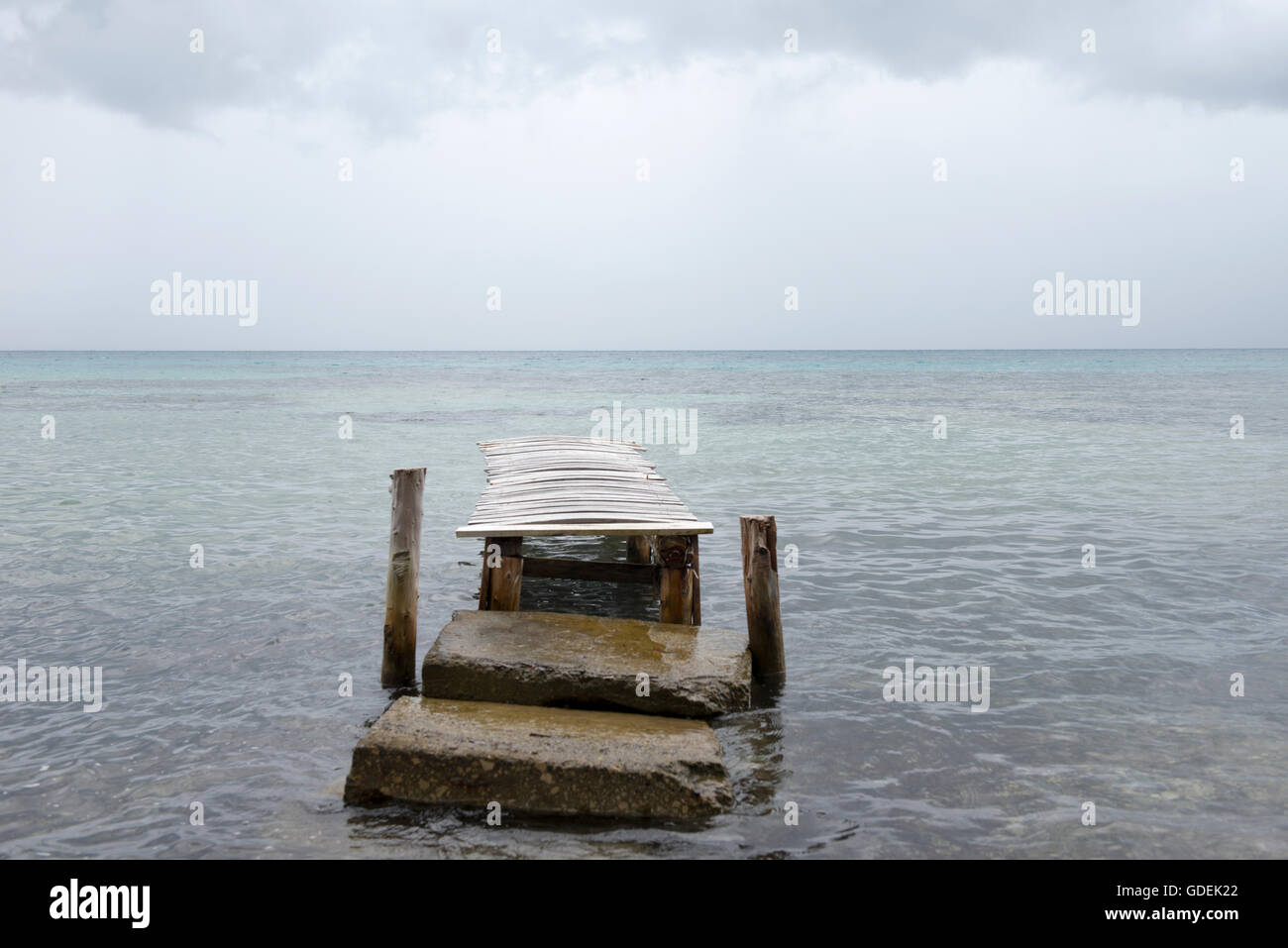 Wooden and concrete jetty, Corfu, Greece Stock Photo - Alamy