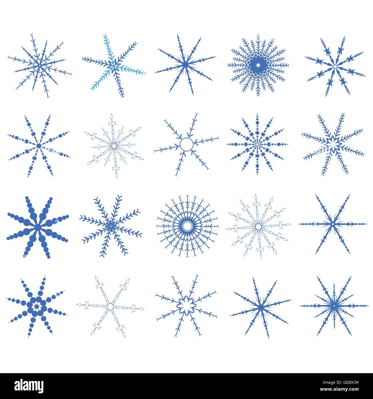 snowflake art vector illustration in blue on white background Stock ...