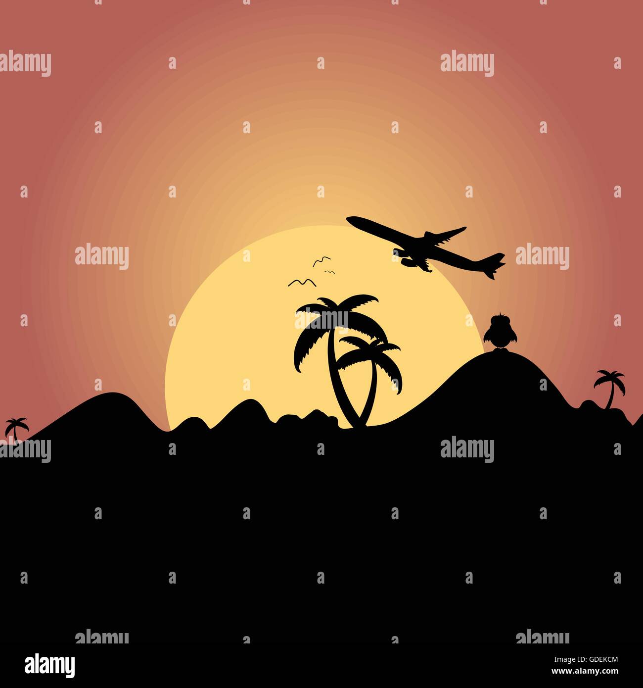 Airplane flying over mountain Stock Vector Images - Alamy