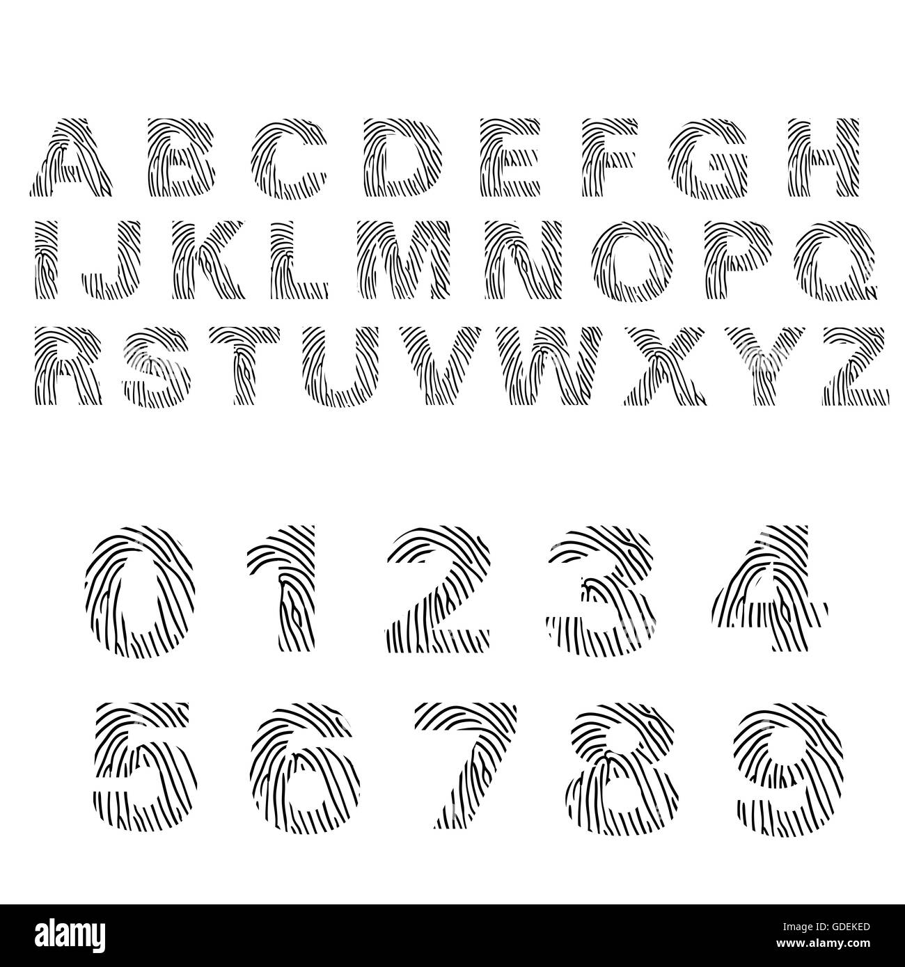 alphabet of fingerprint vector illustration with number Stock Vector ...