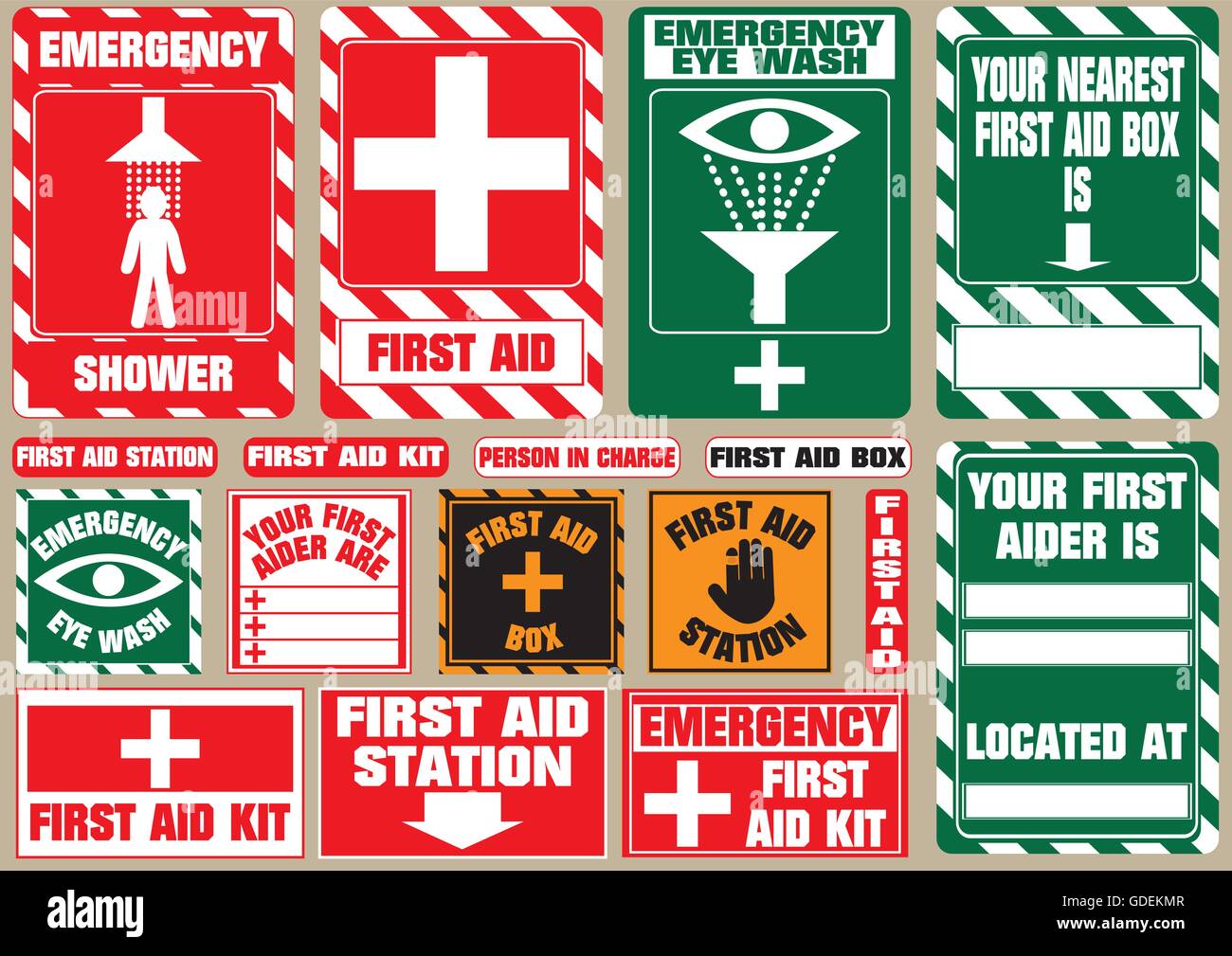 set of first aid medical signs. flat vector illustration Stock Vector ...