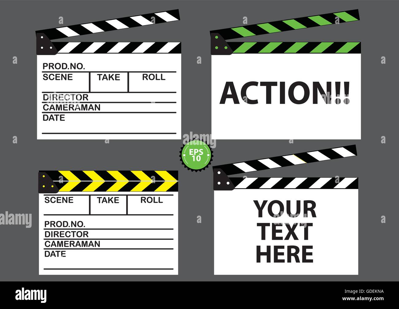 set of movie clapper board. flat vector illustration Stock Vector Image ...