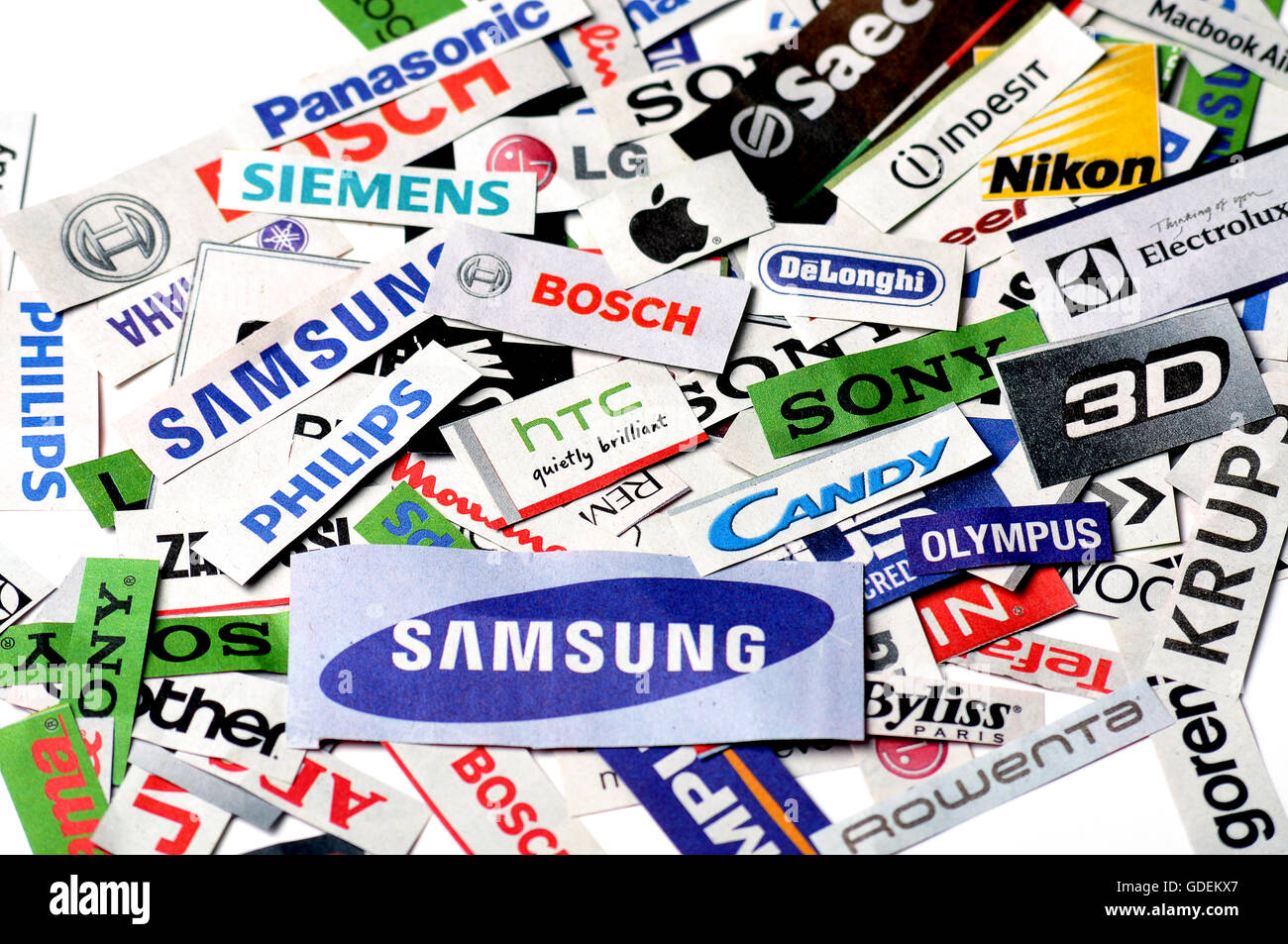 A grungy, grainy collage made up of newspaper clippings names of ...