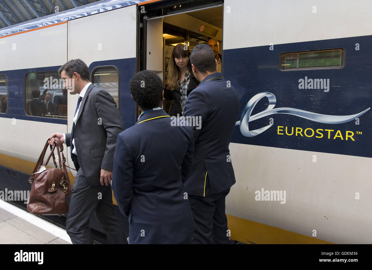 Passengers disembark the train at the Eurostar international rail ...