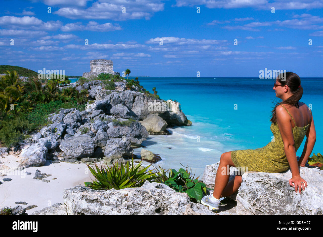 Mayan Temple in Tulum, Riviera Maya, Yucatan, Mexico Stock Photo - Alamy