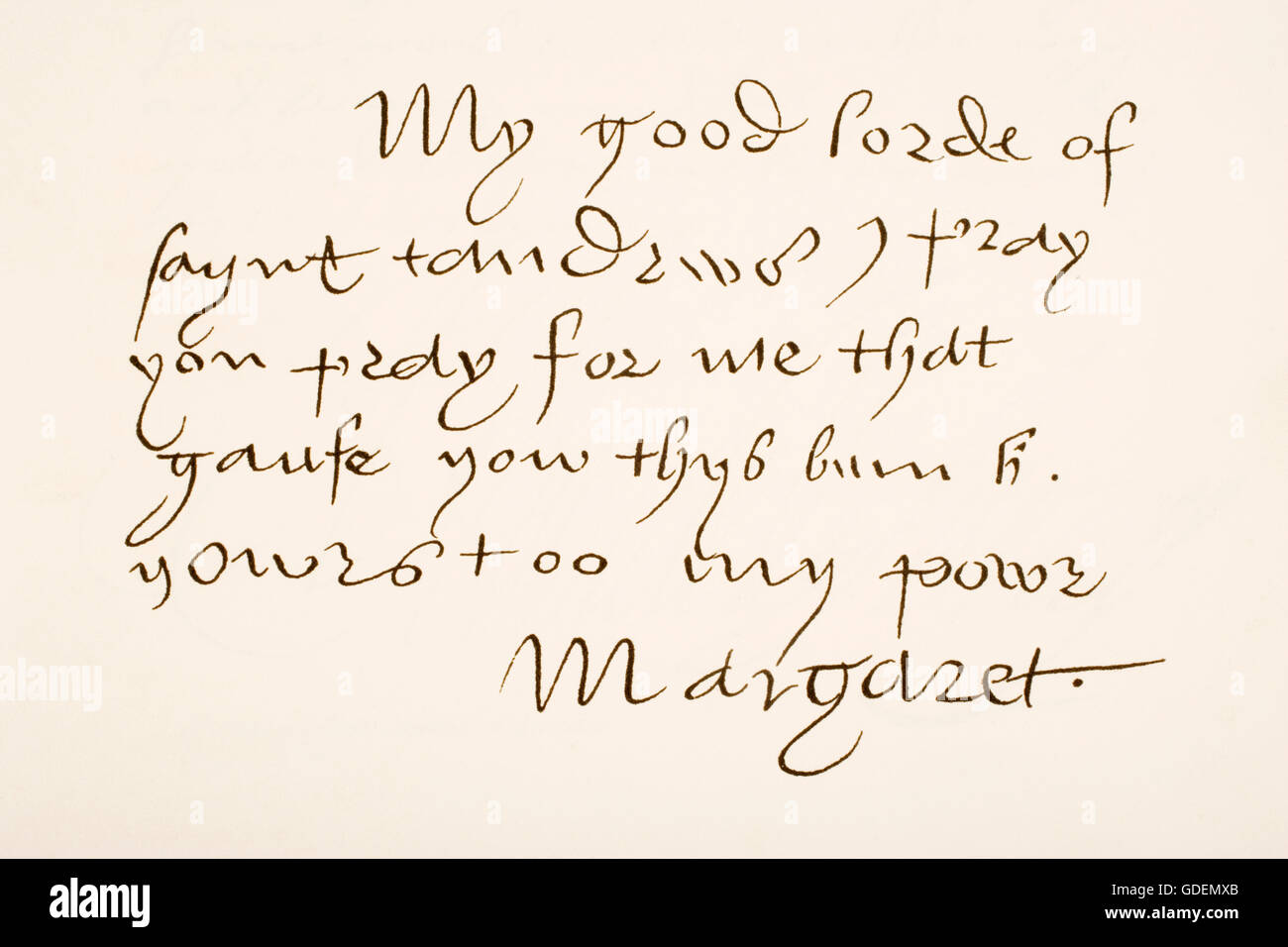 Margaret Tudor, 1489 – 1541. Queen of Scots. Hand writing sample and ...