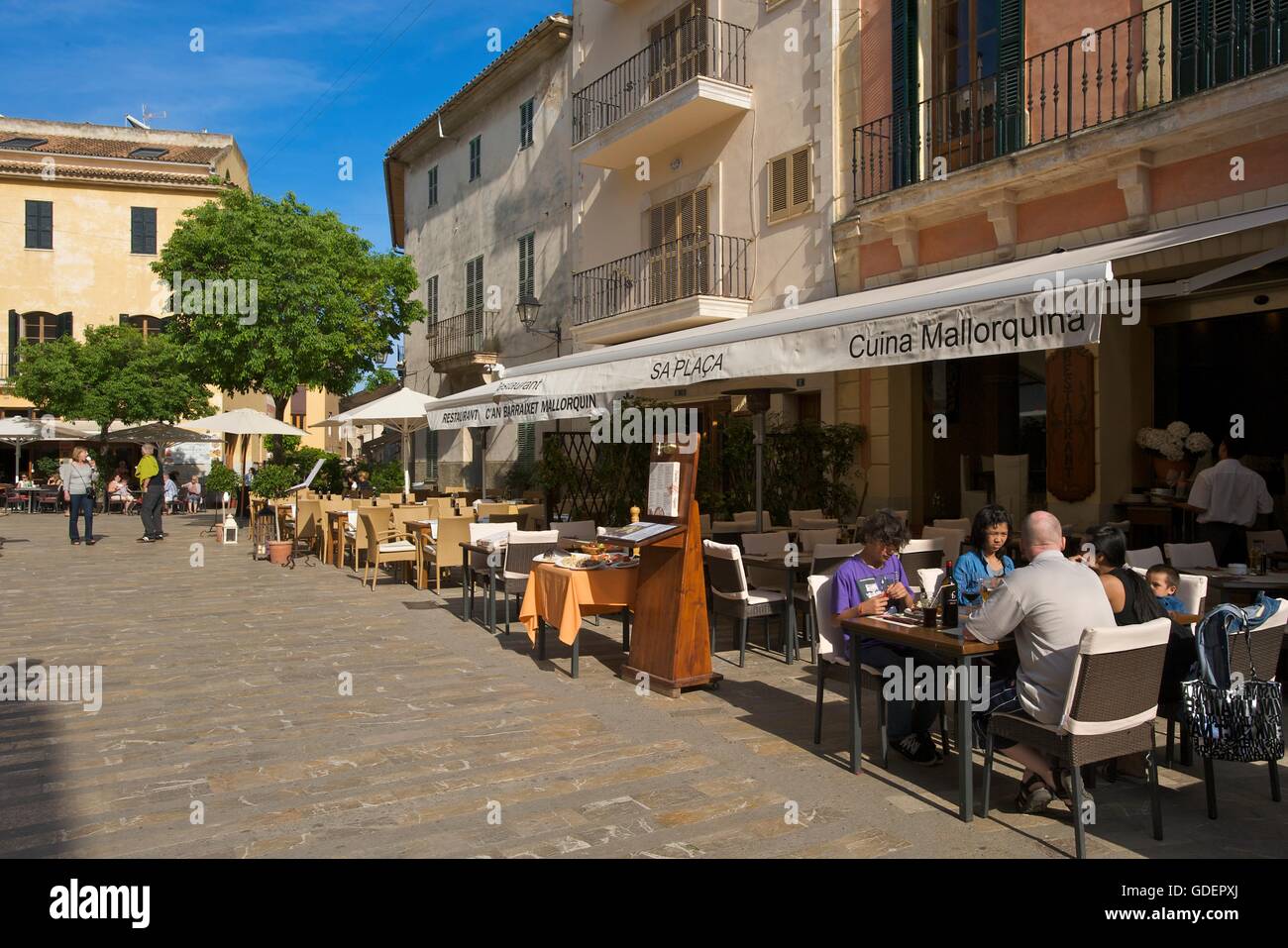 Street Cafe, Restaurant in the Old Town of Alcudia, Mallorca, Majorca ...