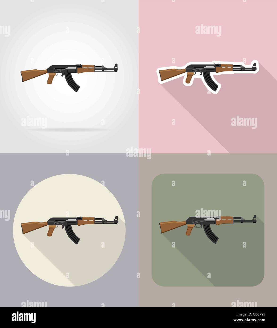 modern weapon firearms flat icons vector illustration isolated on ...