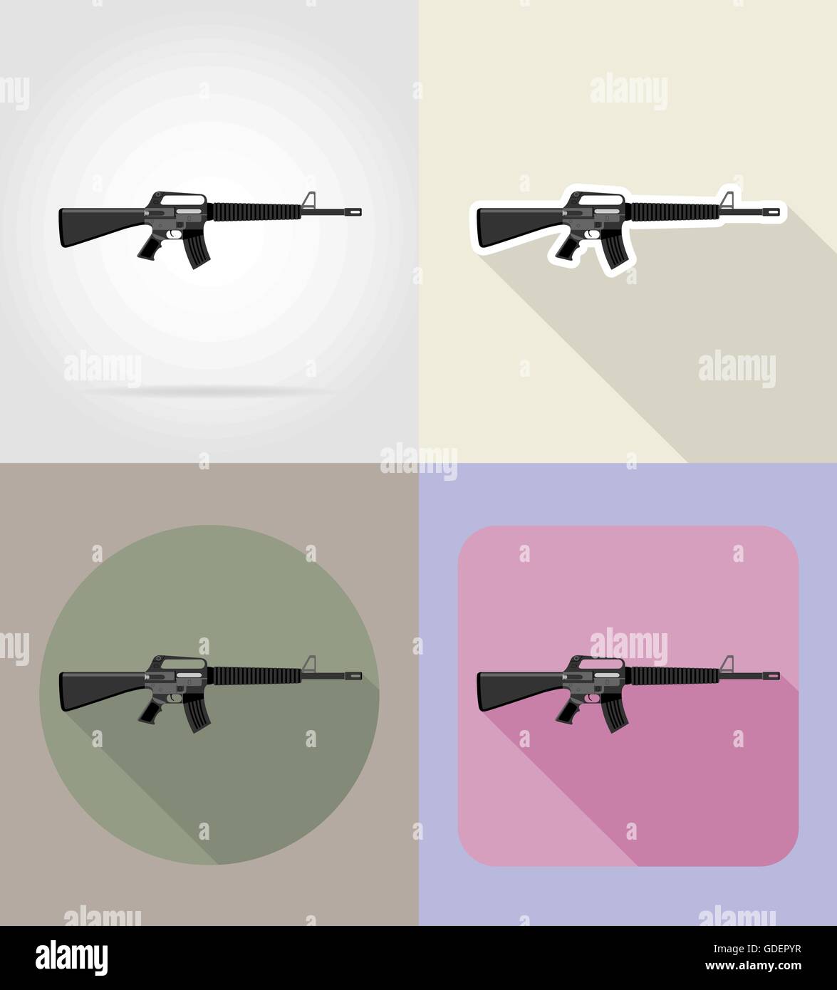 modern weapon firearms flat icons vector illustration isolated on ...