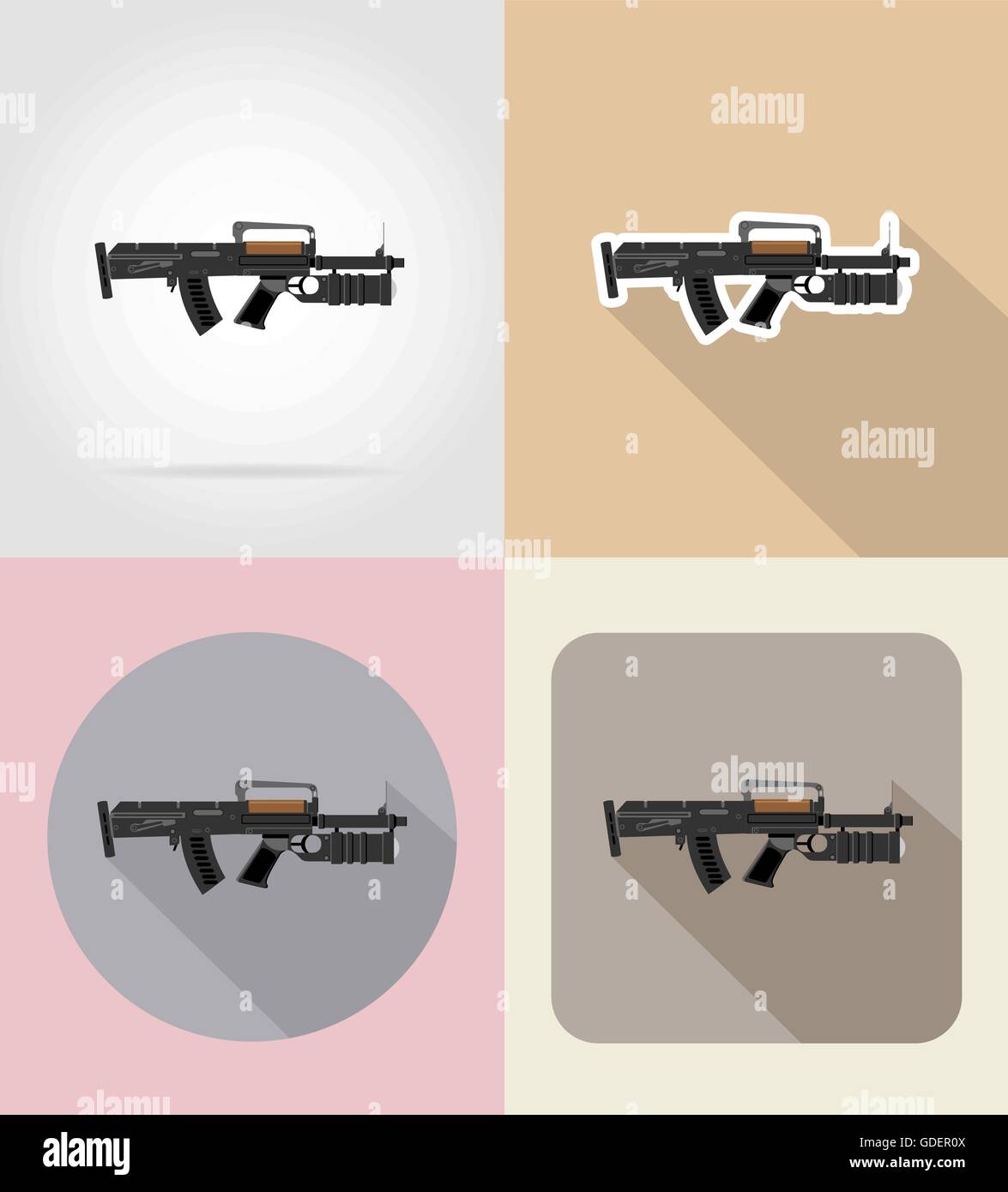 modern weapon firearms flat icons vector illustration isolated on ...