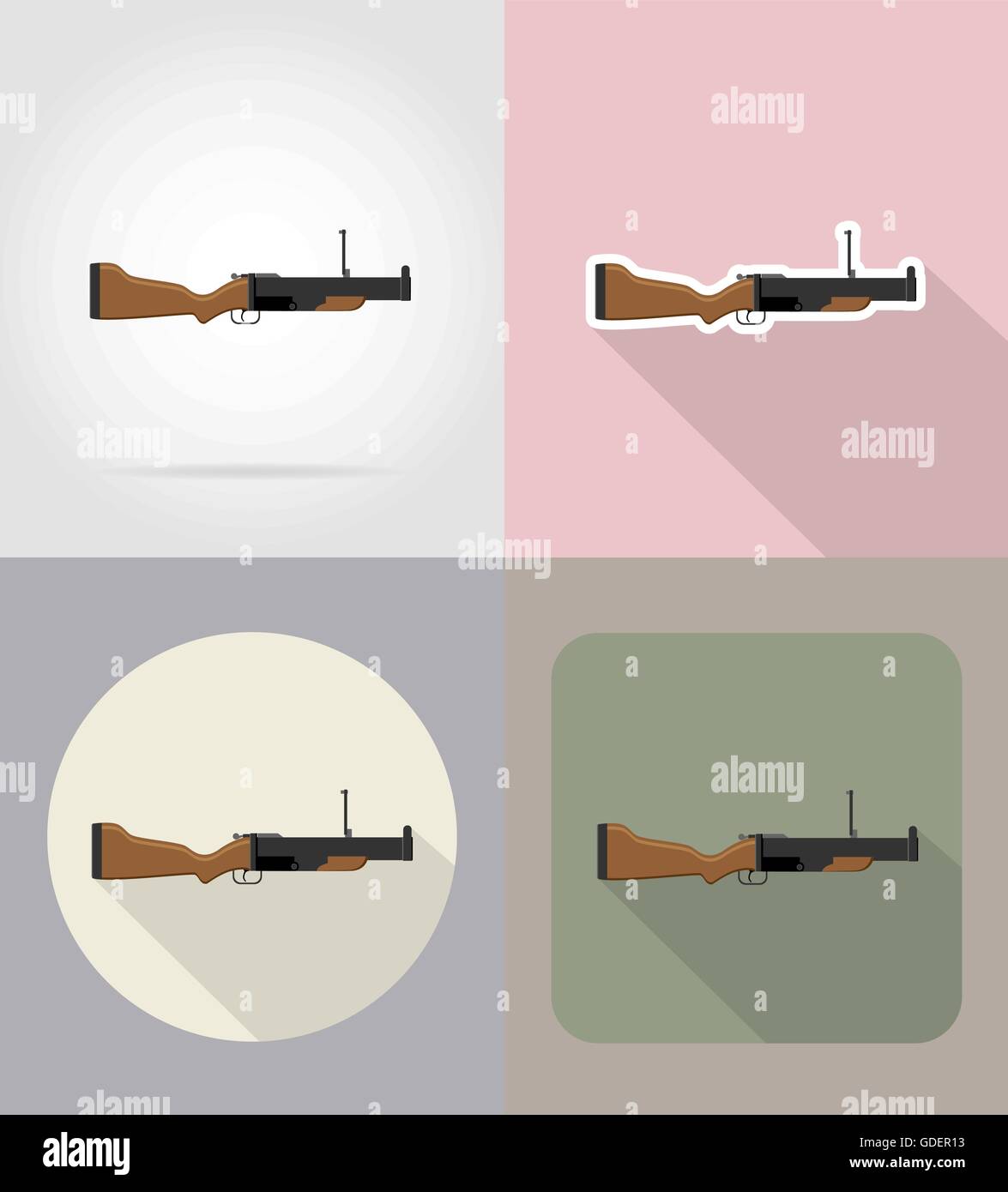 modern weapon firearms flat icons vector illustration isolated on ...
