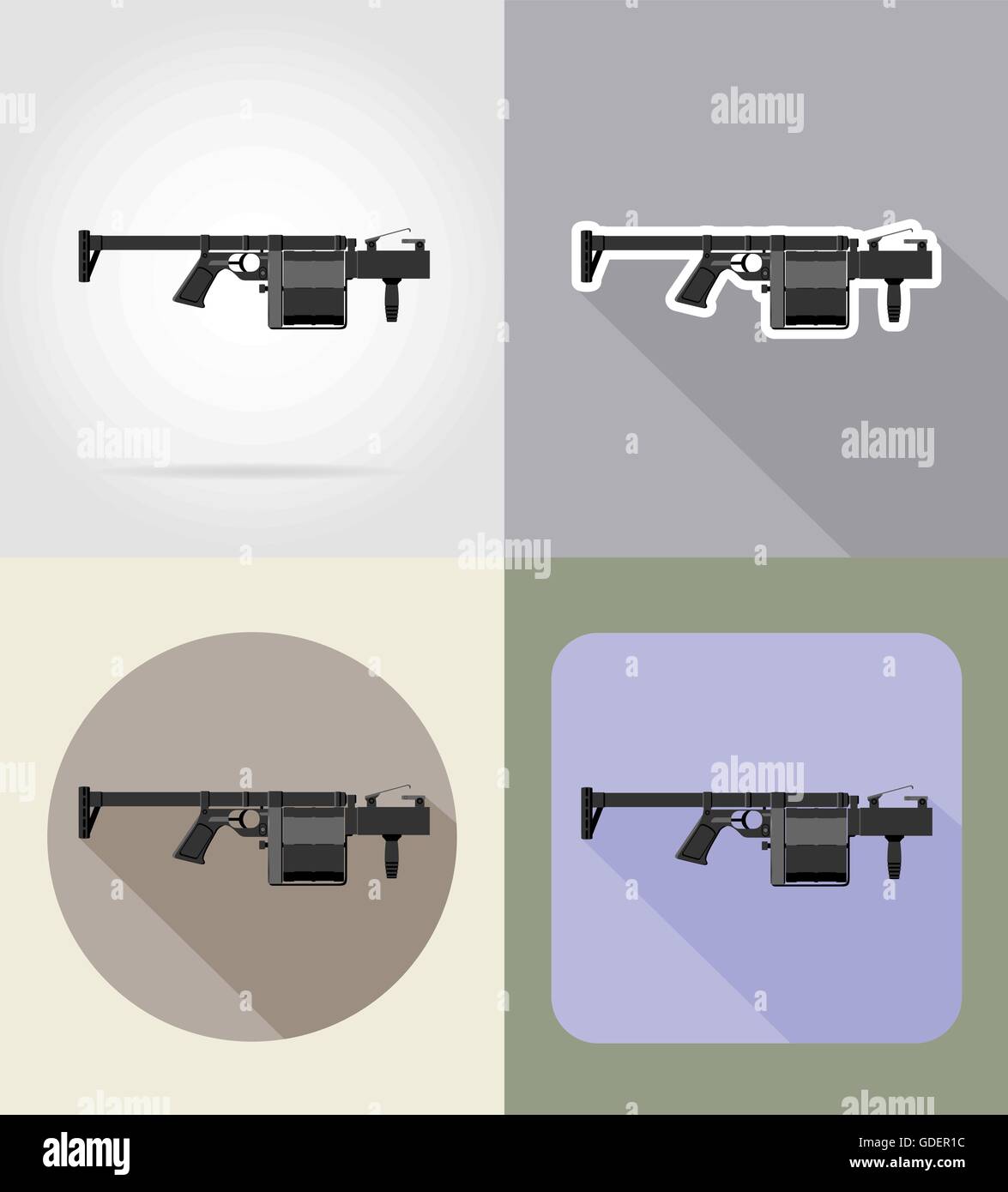 modern weapon firearms flat icons vector illustration isolated on ...