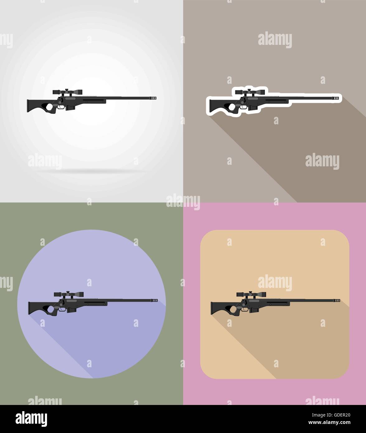 modern weapon firearms flat icons vector illustration isolated on ...