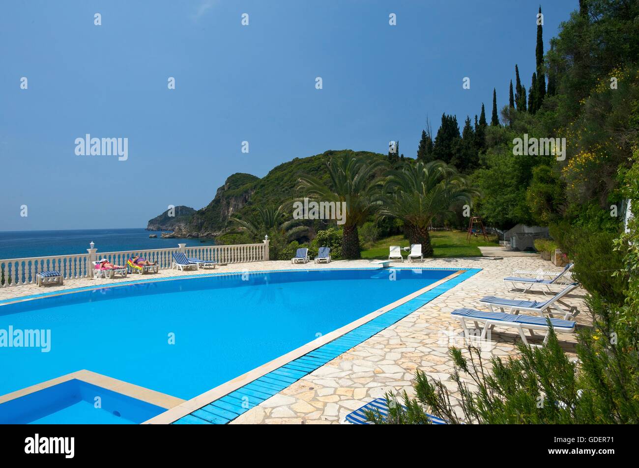 Hotel at Liapades Beach, Corfu, Ionian Islands, Greece Stock Photo - Alamy