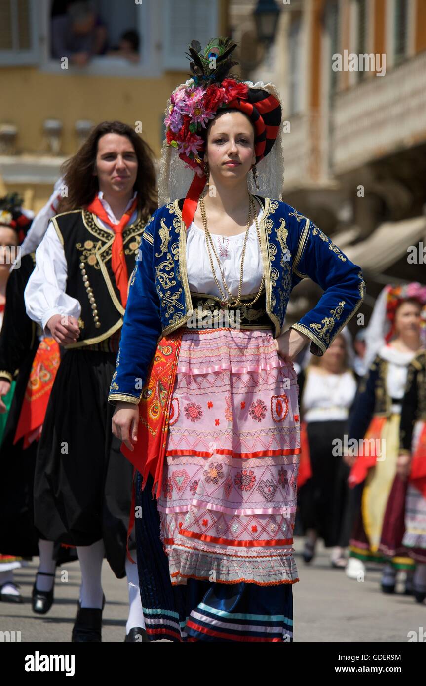 Traditional Costumes in Corfu-Town, Kerkyra, Corfu, Ionian Islands ...