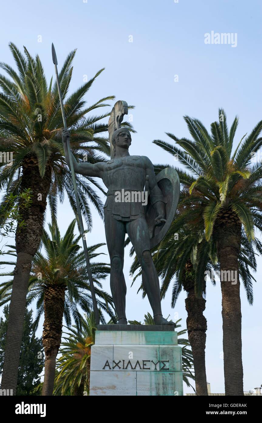 Statue of Achilles in the garden of Achillion, Corfu, Ionian Islands ...