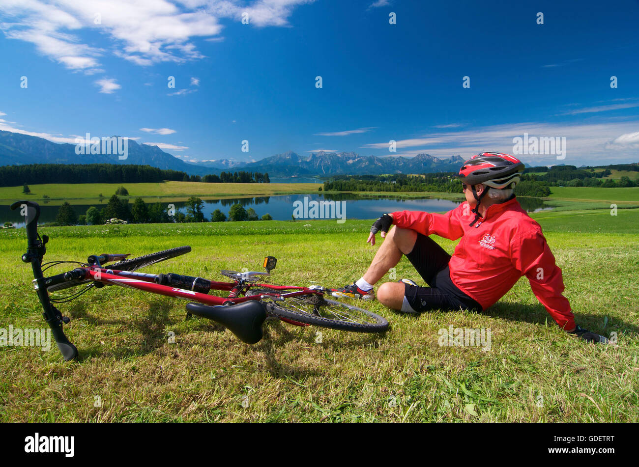 Biking at Lake Forggensee, Allgaeu, Bavaria, Germany Stock Photo - Alamy