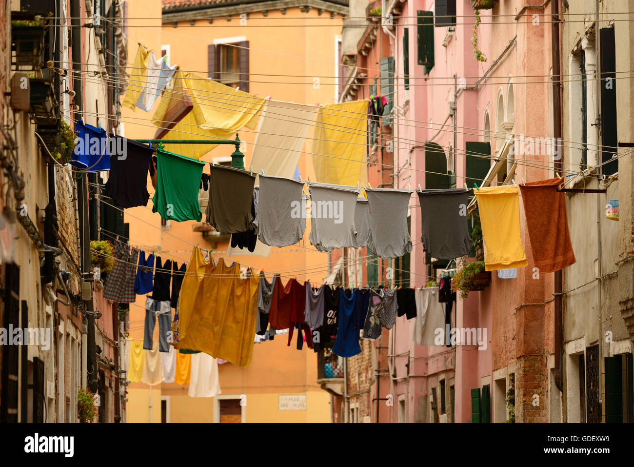 Italy, Europe, Venice, clothes line, June 2013 Stock Photo - Alamy