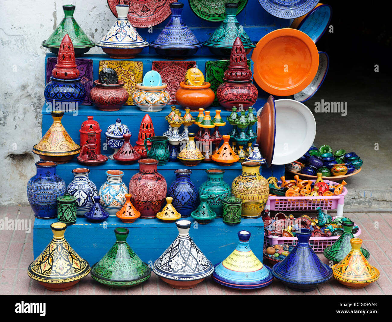 Marocco, Africa, pots, pottery, ceramics, Medina, Essaouira Stock Photo ...