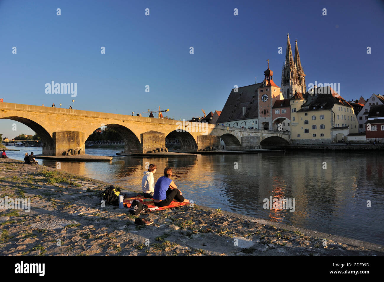 Danube, Cathedral, Stone Bridge, Regensburg, Bavaria, Germany Stock ...